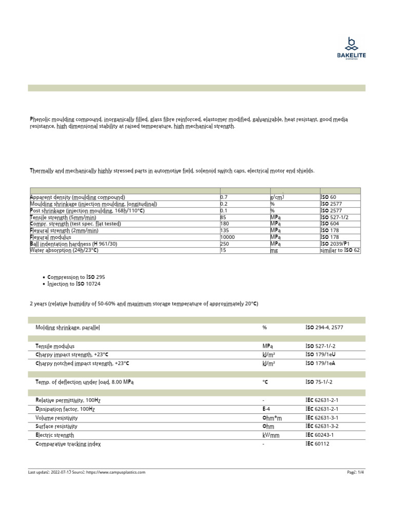 Bakelite PF6507 | PDF | Strength Of Materials | Pascal (Unit)