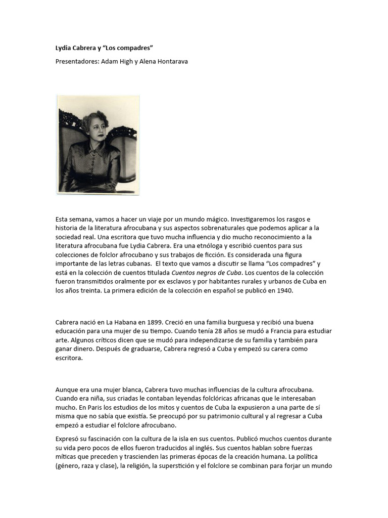 Lydia Cabrera y Los Compadres | PDF | Cuba