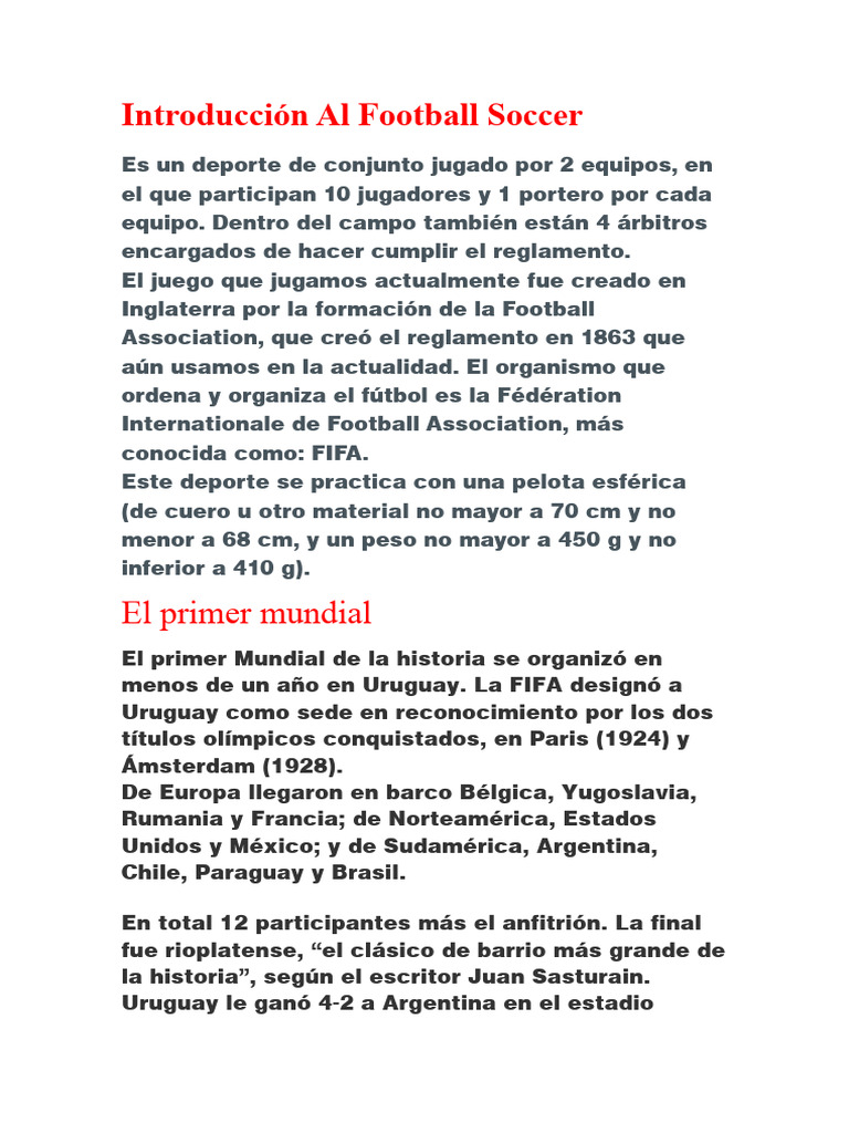 Introducción Al Football Soccer | PDF | Asociación de Futbol | Lionel Messi
