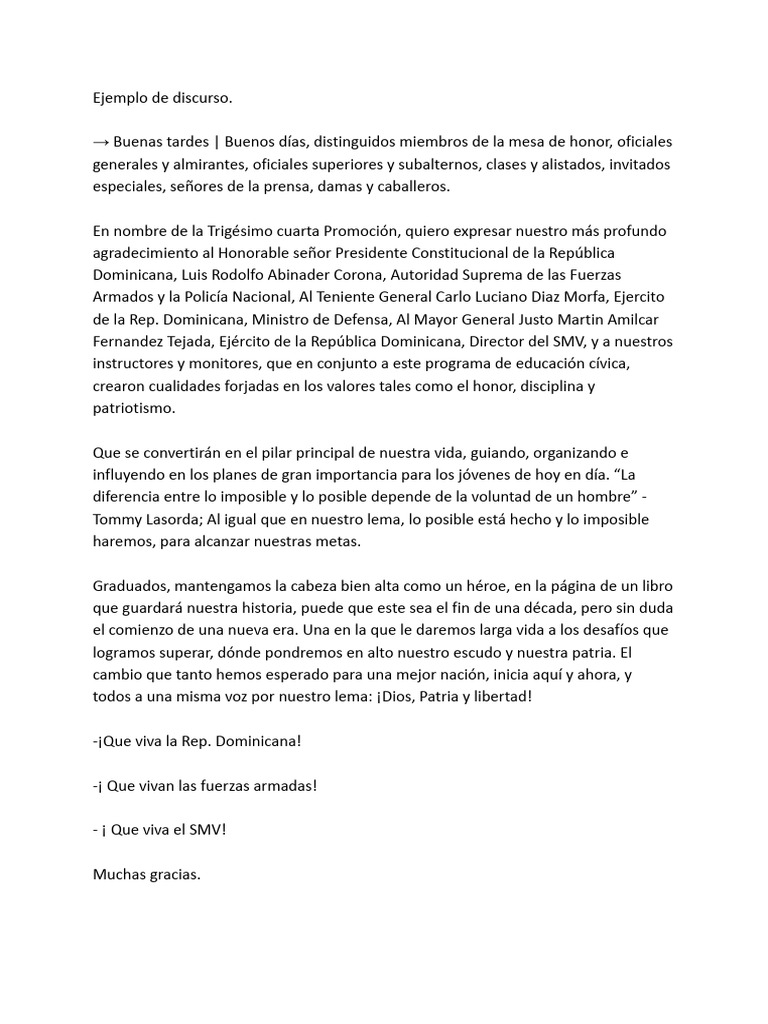 Discurso de ejemplo (1) | PDF