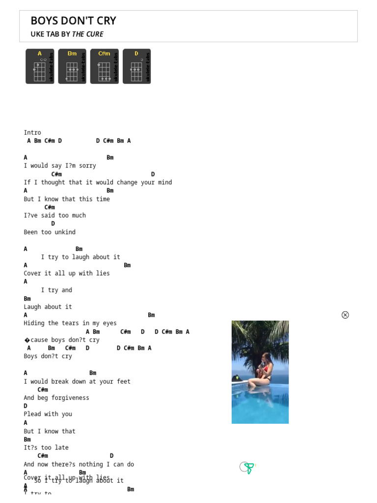 Boys Don't Cry Ukulele Chords | PDF