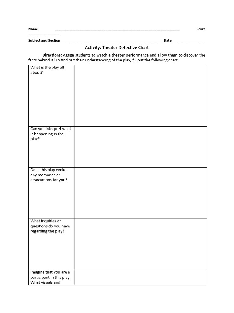 Theater Detective Activity Guide | PDF | Games & Activities