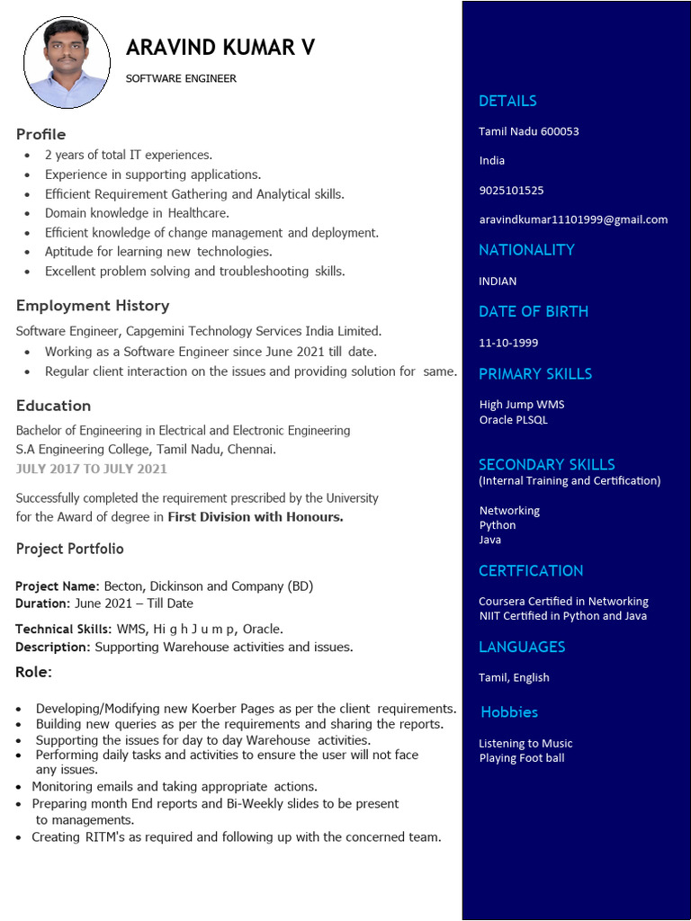 Software Engineer Profile: Aravind Kumar | PDF | Computing | Computer Science