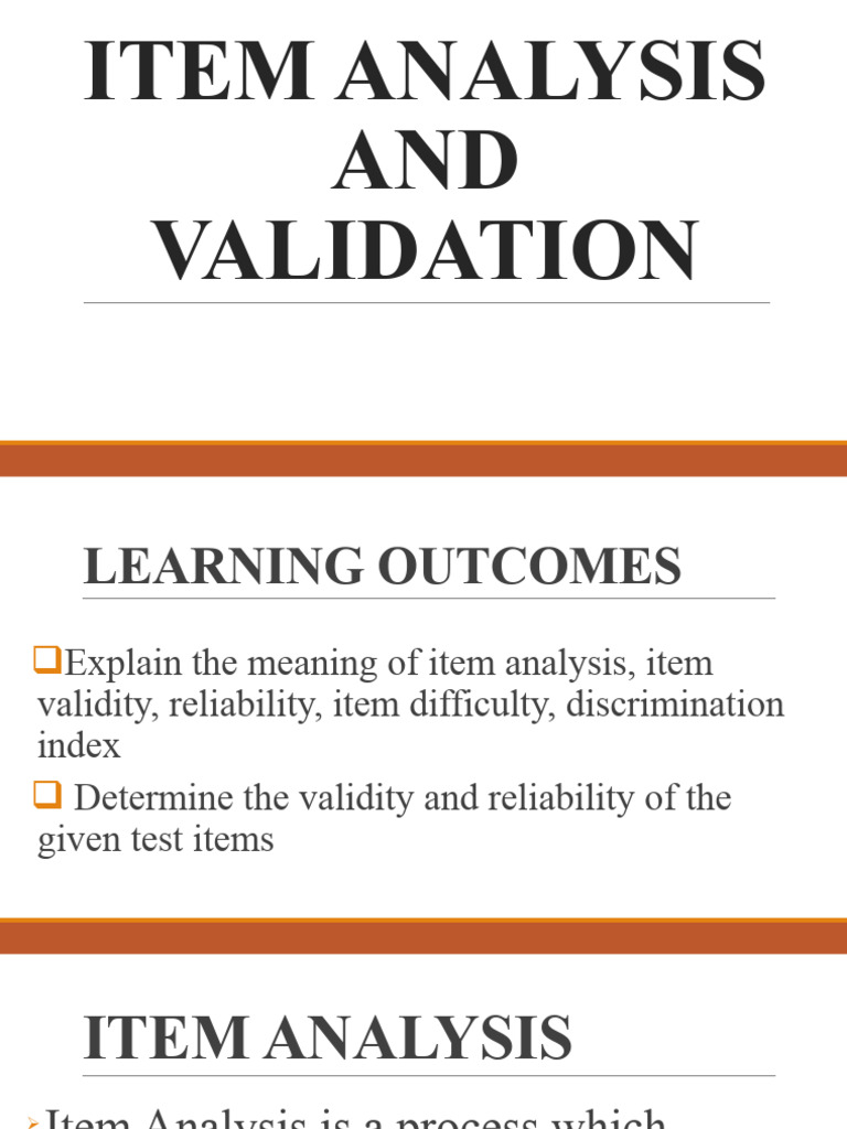 Item Analysis and Validation 1 | PDF | Validity (Statistics) | Psychology