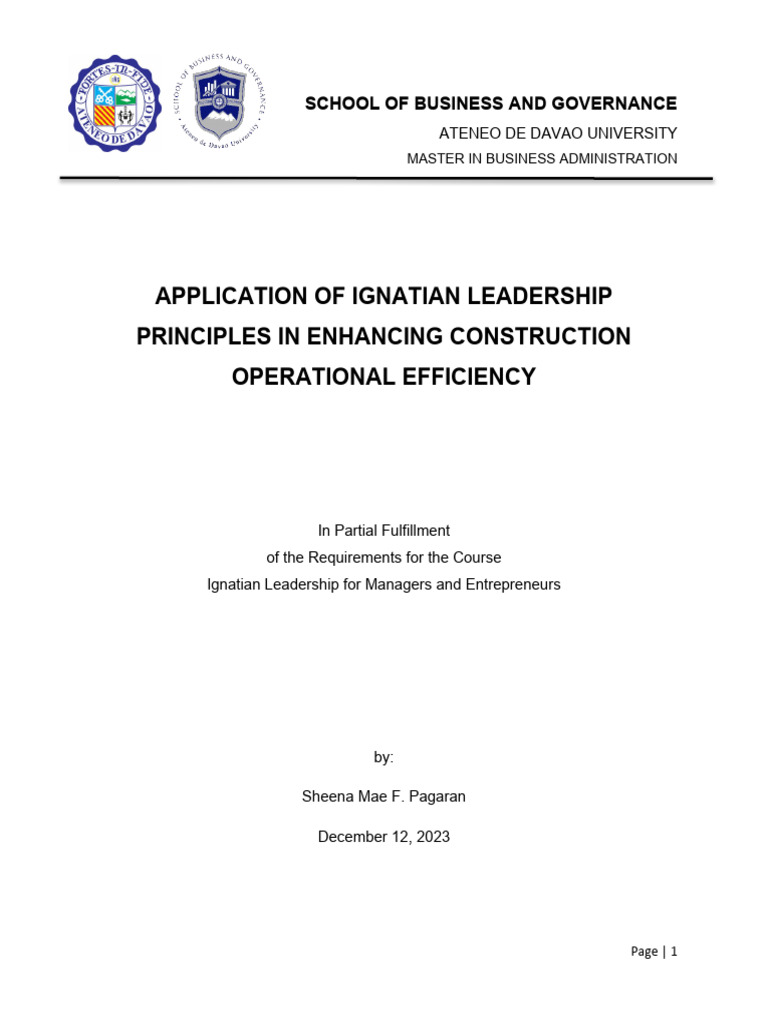 Ignatian Leadership in Construction Efficiency | PDF | Project ...