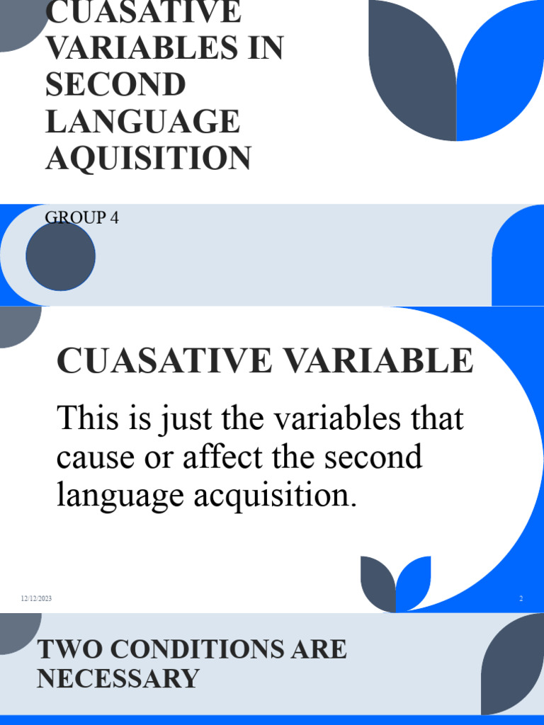 Cuasative Variables in Second Language Aquisition | PDF | Second ...