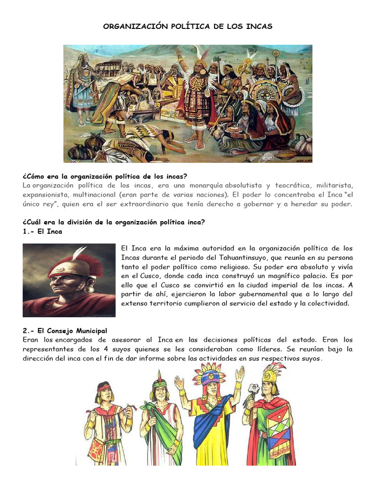 Organización Política de Los Incas - 2° | PDF | Imperio Inca