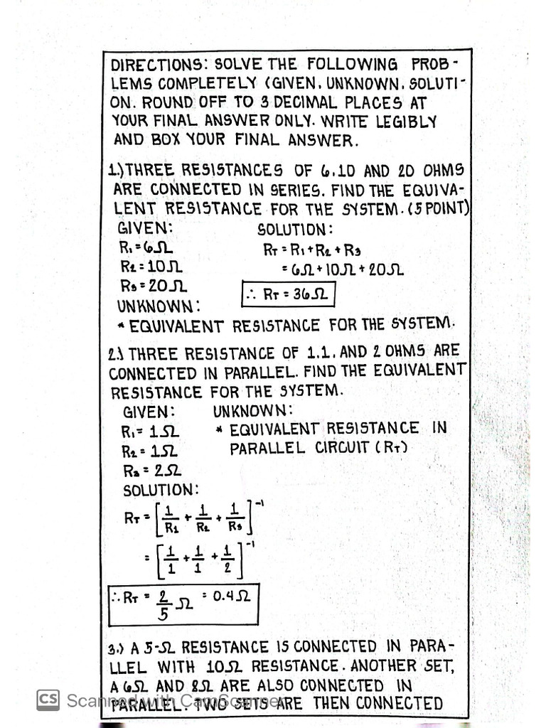 Basic Ee Pset 1 Parallel Series Circuit Pdf