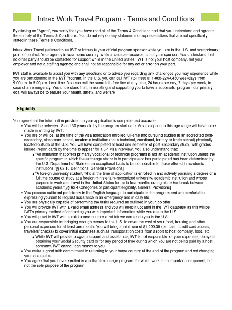 Intrax Inc. Work Travel Terms and Conditions | PDF | Arbitration