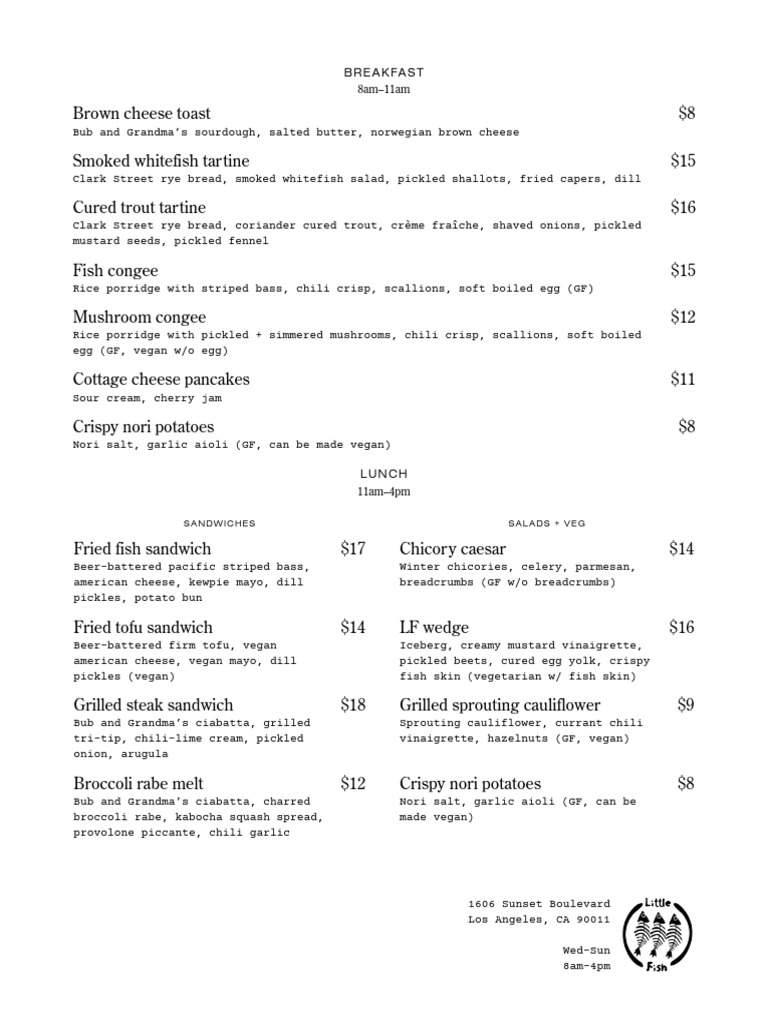 LF Full Menu | PDF | Pickling | Dill