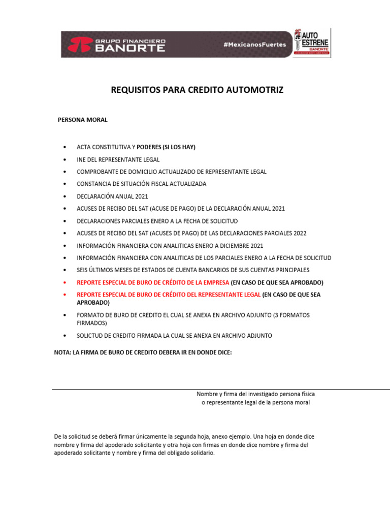 Requisitos Credito Banorte | PDF