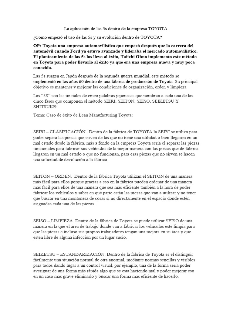 Trabajo Lectura Toyota | PDF | Economias | Business Trabajo Lectura Toyota | PDF | Economias | Business