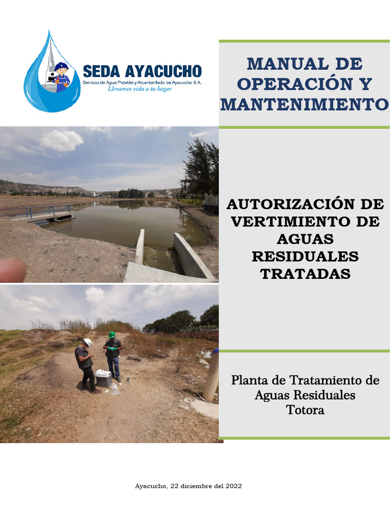 Manual de O&m | PDF | Aguas residuales | Tratamiento de aguas residuales