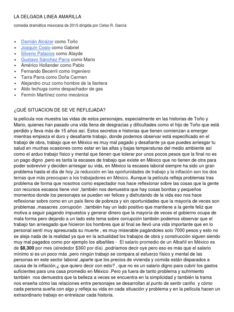 LA DELGADA LINEA AMARILLA Ensayo de Xavier Pichardo 2 | PDF | México