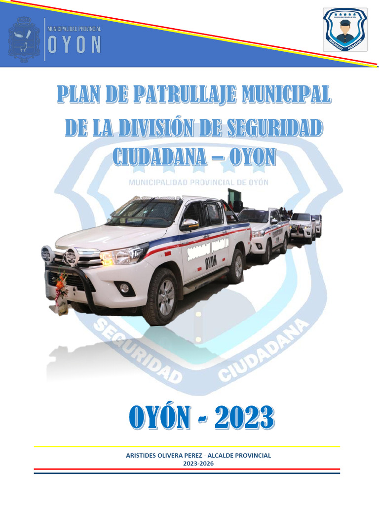 Plan de Patrullaje Municipal de La Divion de Seguridad Ciudadana - 2023 ...