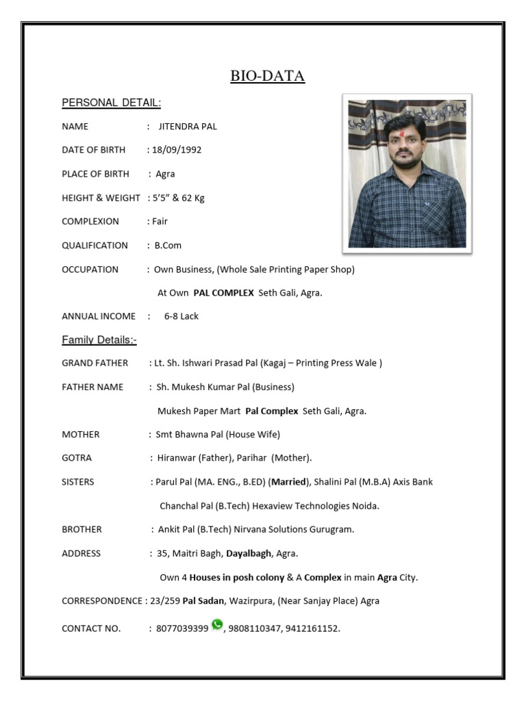 Jitendra Pal BioData | PDF