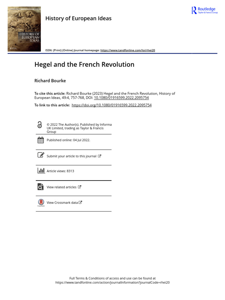 Hegel and The French Revolution | PDF | Immanuel Kant | Georg Wilhelm Friedrich Hegel