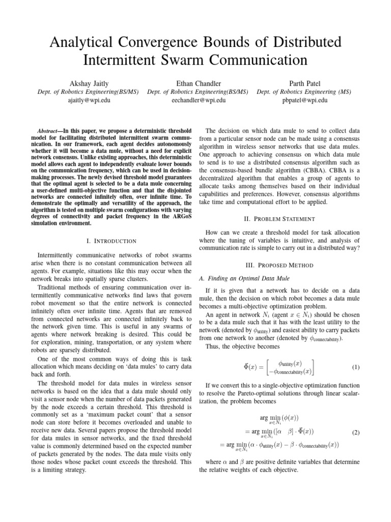 Rbe595 Distributed Intermittent Communication Progress Report | PDF | Computer Network ...
