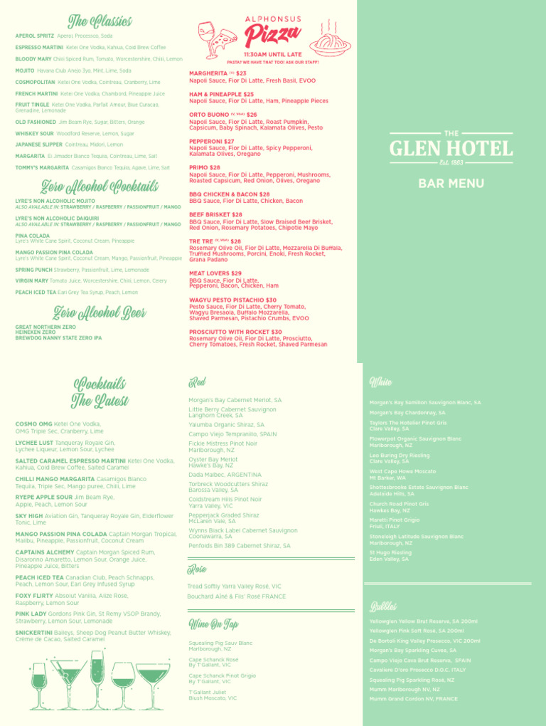 5 Aug Drinks Menu No Prices | PDF | Alcoholic Drinks | Foods