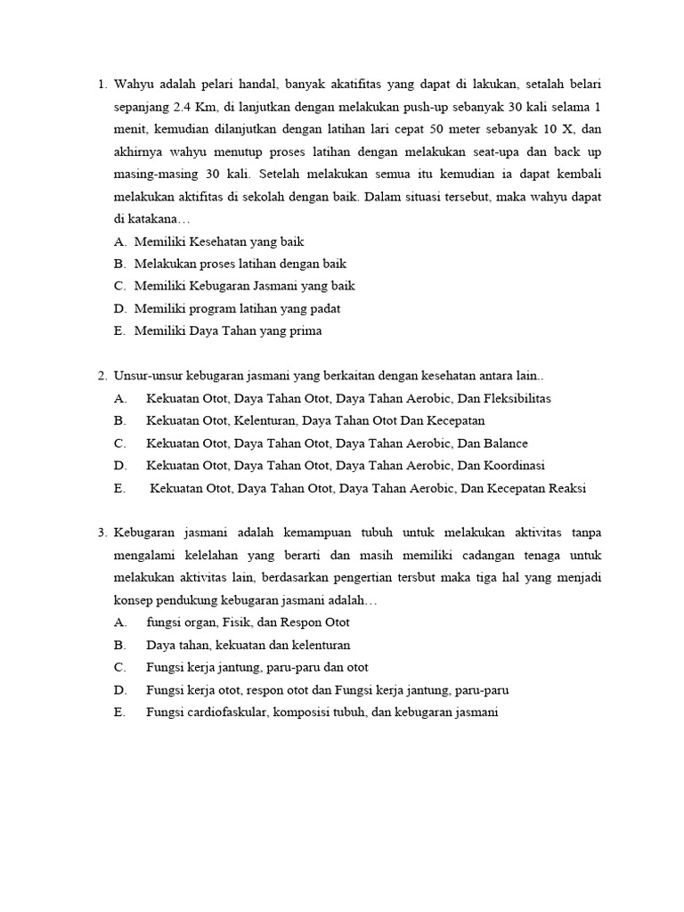Soal Pjok Sas 2023-2024 | PDF