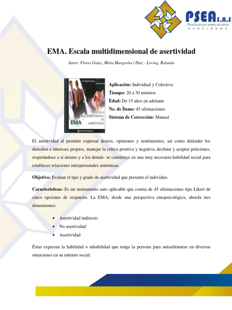 EMA. Escala Multidimensional de Asertividad | PDF