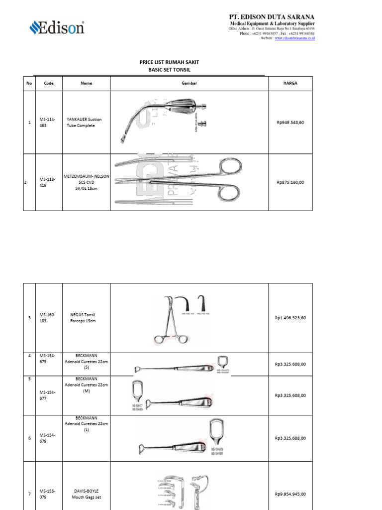 TONSIL SET Instrument RS | PDF