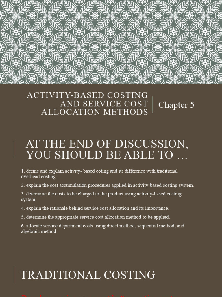 Activity Based Costing and Service Cost Allocation Methods | PDF ...