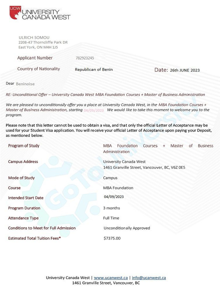 Letter Admission | PDF