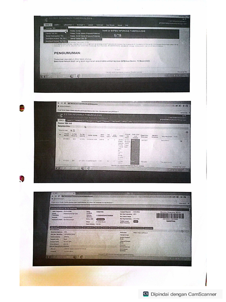 Bukti Pelaporan Dan Pencatatan Secara Elektronik TB | PDF