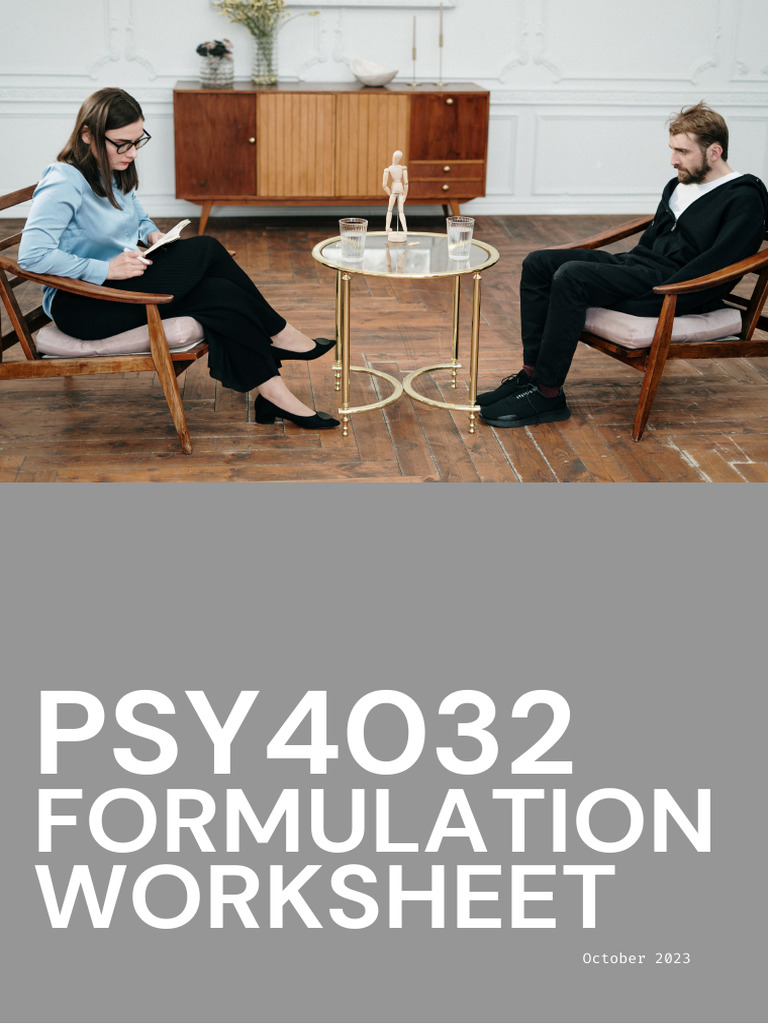PSY4032 Case Formulation Worksheet V2 | PDF | Mental Disorder | Anxiety