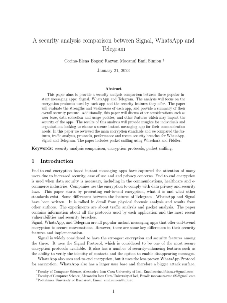 A Security Analysis Comparison Between Signal, Whatsapp and Telegram ...