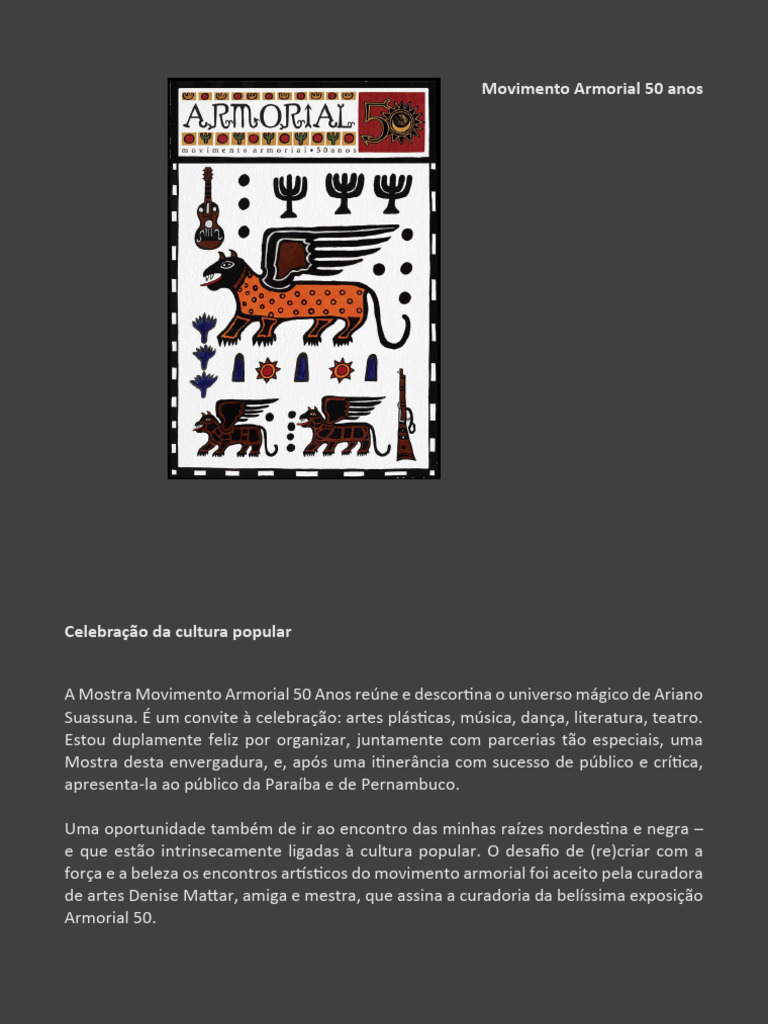 2 Movimento Armorial 50 Anos | PDF | As artes