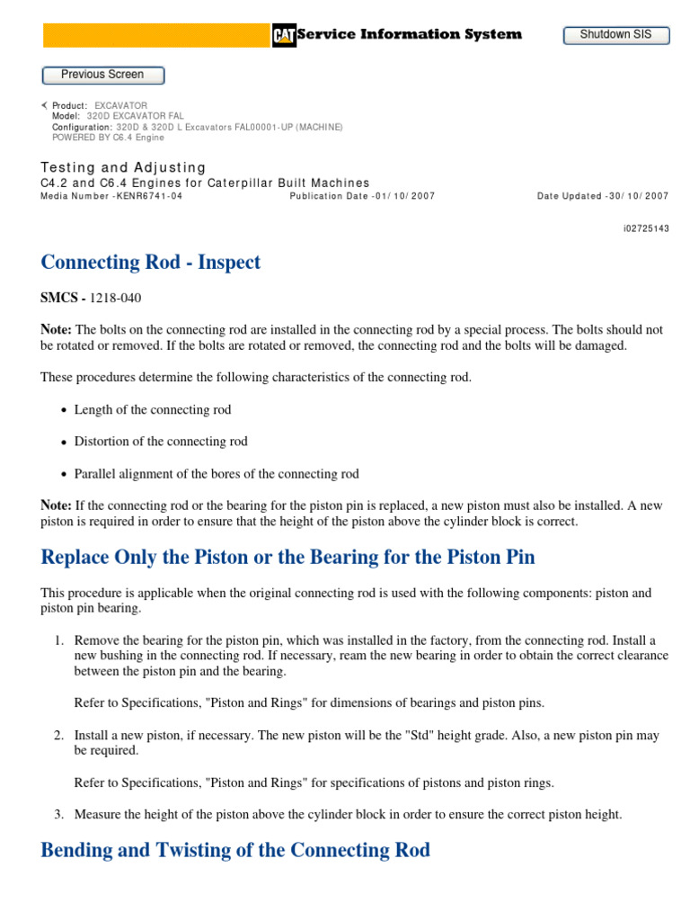 Connecting Rod - Inspect | PDF | Piston | Bearing (Mechanical)