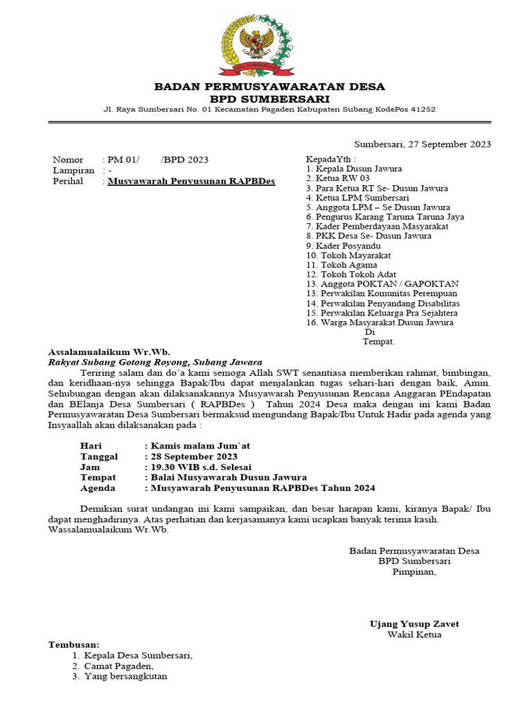 Surat Undangan MUSDUS JAWURA 2024 | PDF