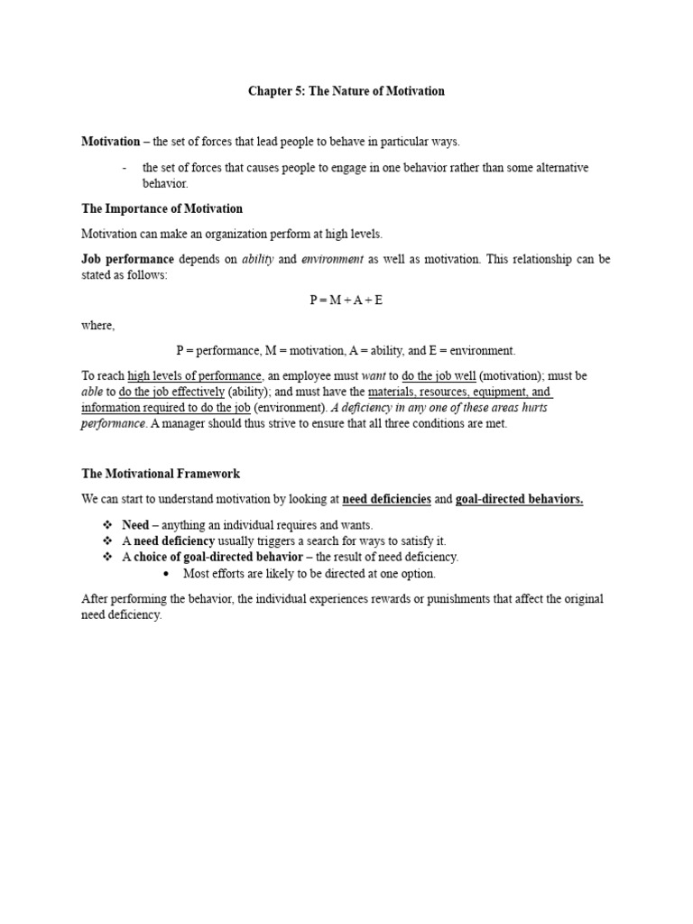 HBO Chapter 5 REVIEWER | PDF | Motivational | Motivation