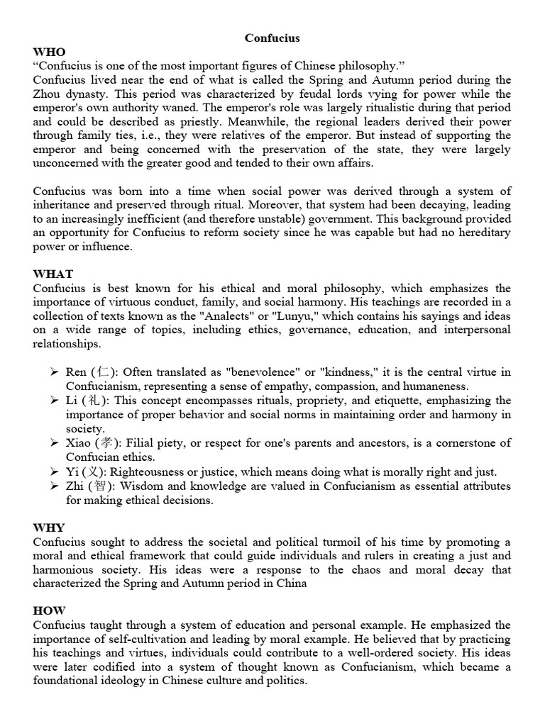 Confucius: Ethical Philosophy & Impact | PDF | Confucianism | Plato