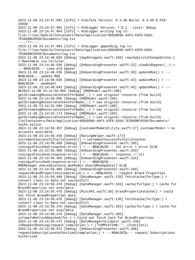 Log | PDF | Swift (Programming Language) | Cache (Computing)