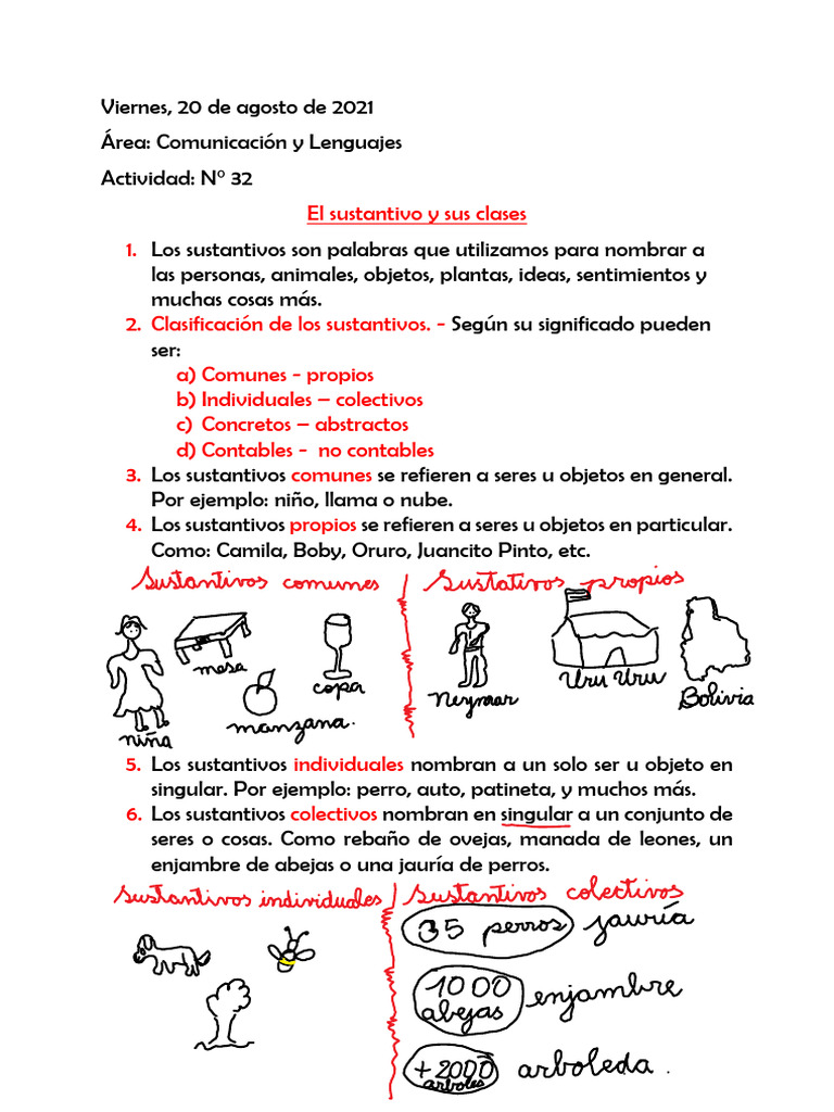 El Sustantivo y Sus Clases | PDF