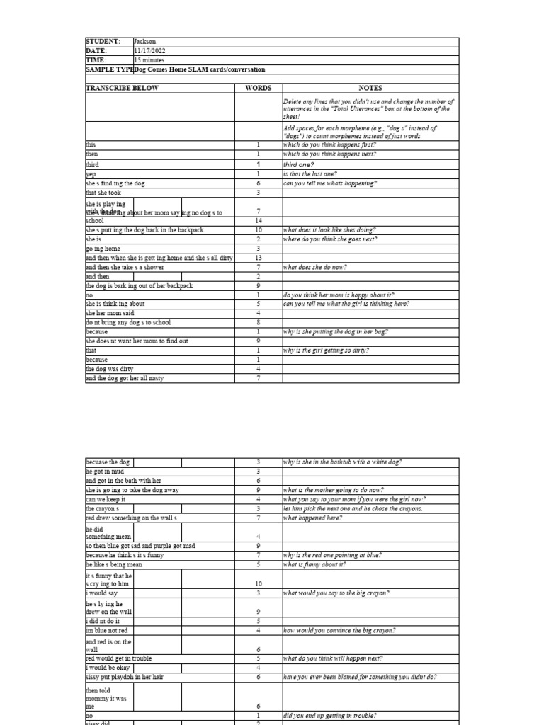 Emily Edwards Language Sample | PDF | Word | Linguistics