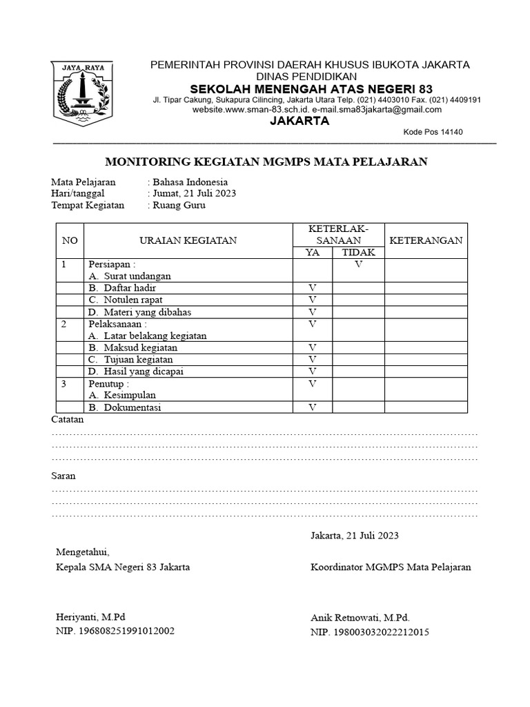 Format Monitoring MGMPS Geografi | PDF