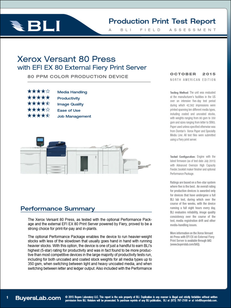 Xerox Versant 80 Print Test Results | PDF | Paper | Printing