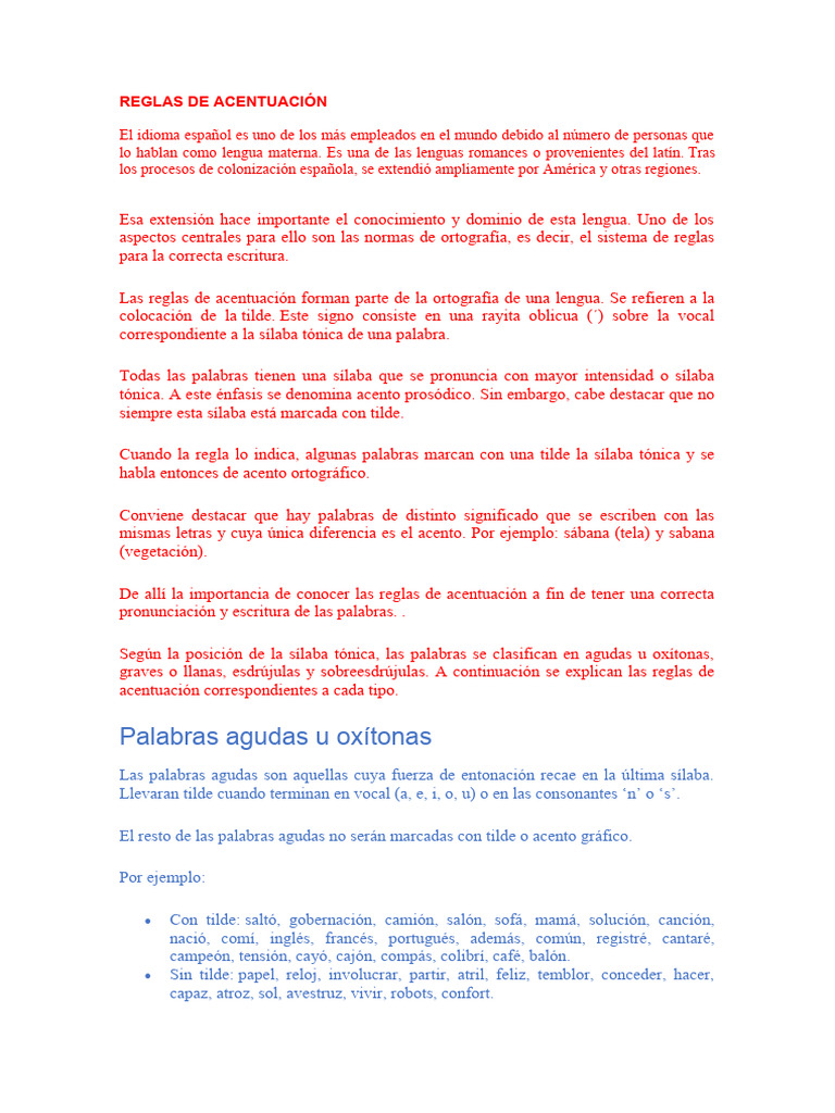 Reglas de Acentuación | PDF | Idiomas | Estudios de idiomas extranjeros