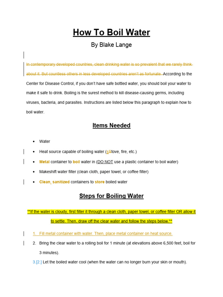 How To Boil Water: by Blake Lange | PDF | Wellness