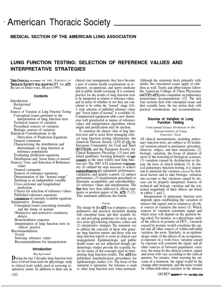 ATS Interpretation of spirometry | Regression Analysis | Standard Deviation