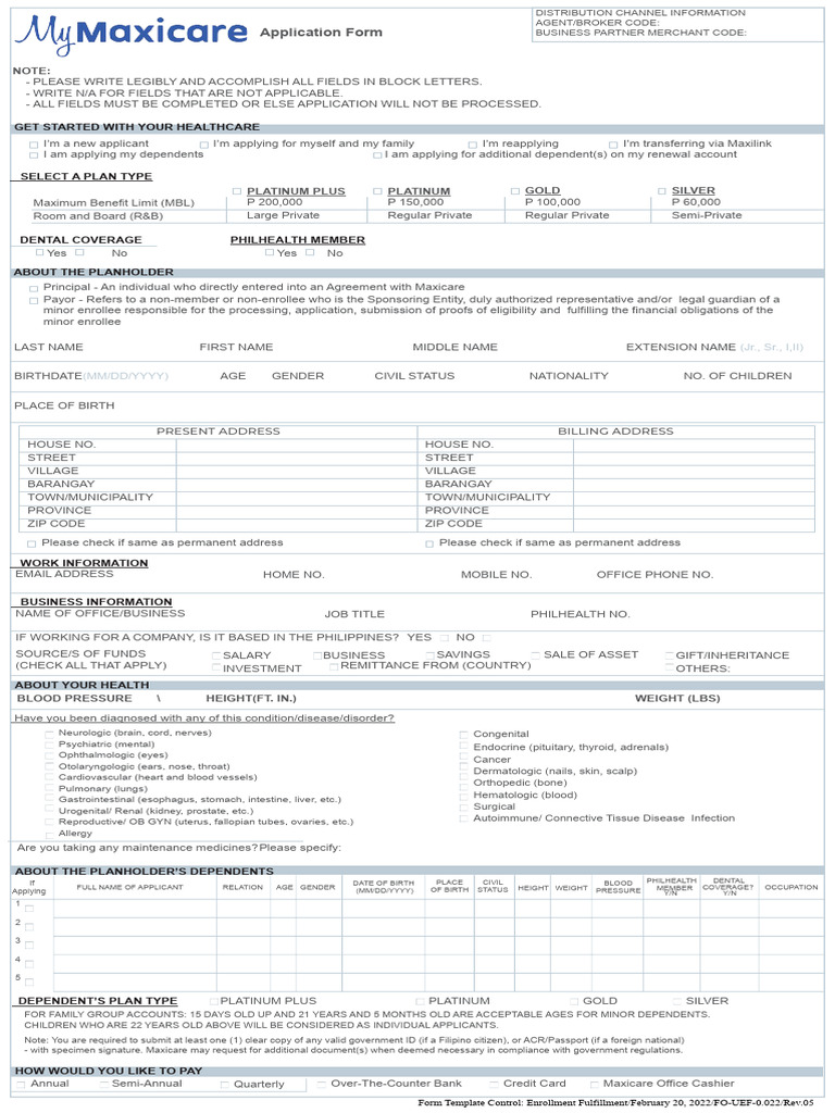 My Maxicare Application Form 2023 | PDF | Legal Liability | Contractual Term