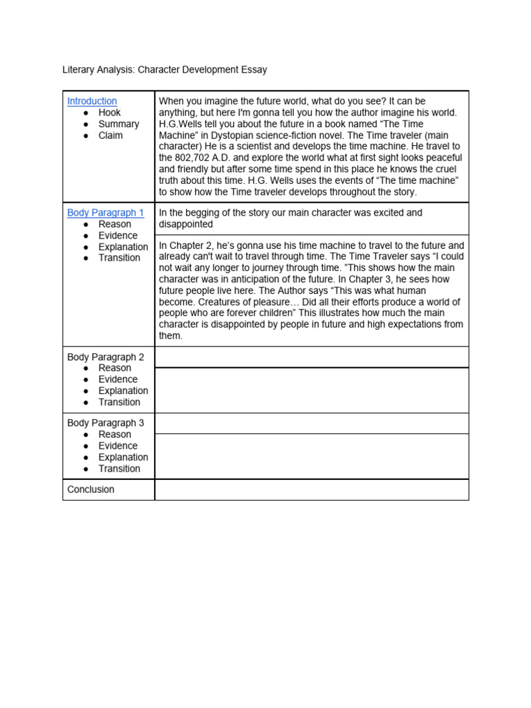 Character Growth in "The Time Machine" | PDF | Young Adult