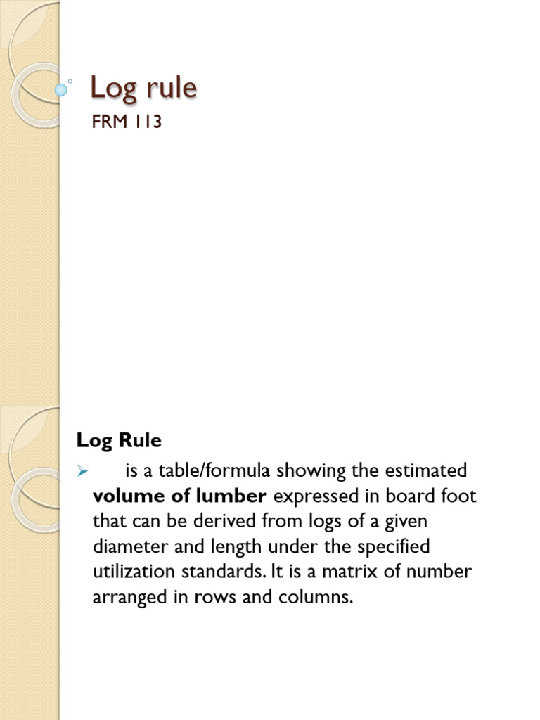 Log Rule | PDF | Lumber | Wood