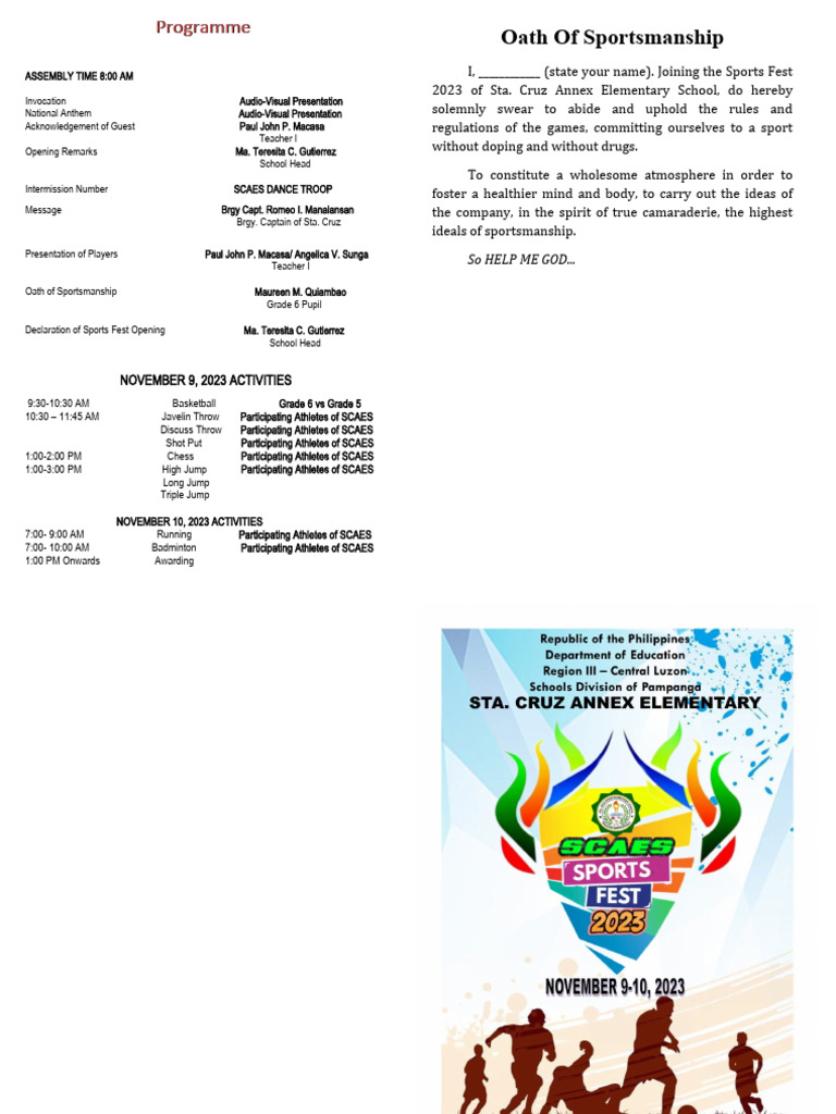 SportsFest Program | PDF | Sports | Games Of Physical Skill