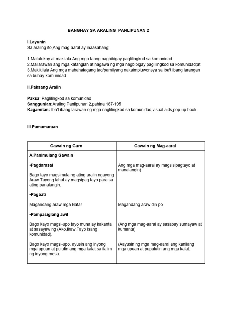Araling Panlipunan Detailed Lesson Plan | PDF