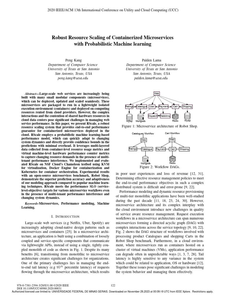 Robust Resource Scaling of Containerized Microservices With Probabilistic Machine Learning | PDF ...